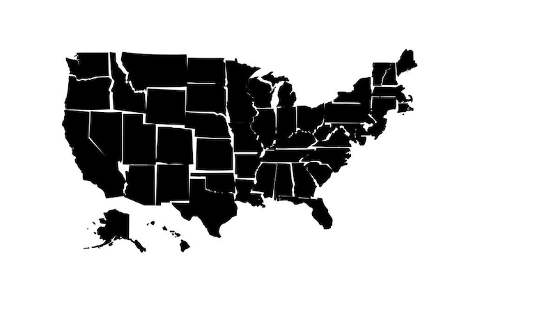 United States Map Svg 50 State Shapes Silhouette Cut File - Etsy Norway