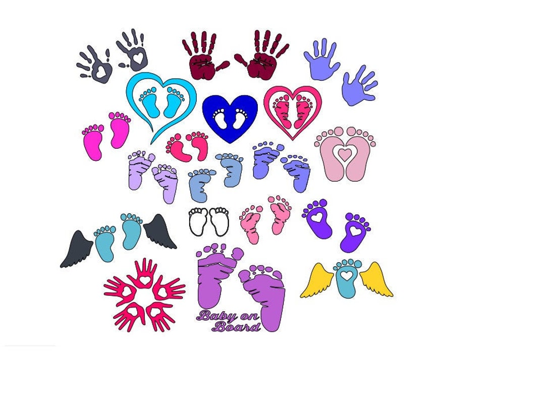 Hand Print Svg - Hand Print With Heart Svg - Foot Print Svg - Svg Files ...