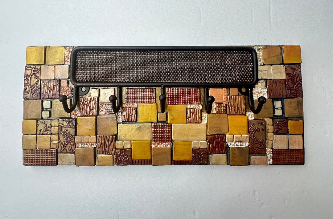Mosaic Key Holder/ Wooden Entryway Decor/ Wall Key Rack/ Wall Farmhouse ...