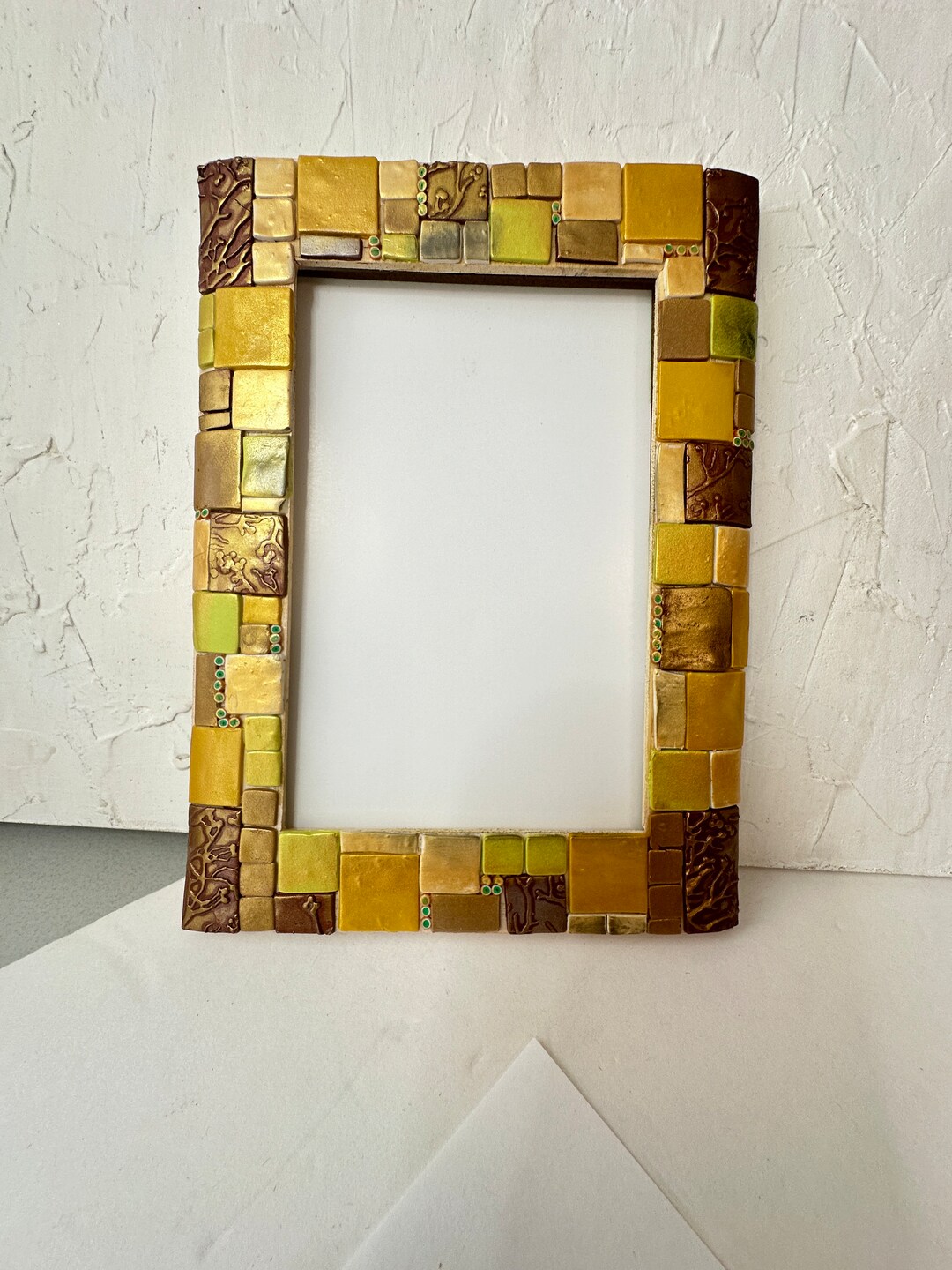 Handmade Gold Brown Mosaic Tile Picture Frame | 4x6 Photo Frame ...