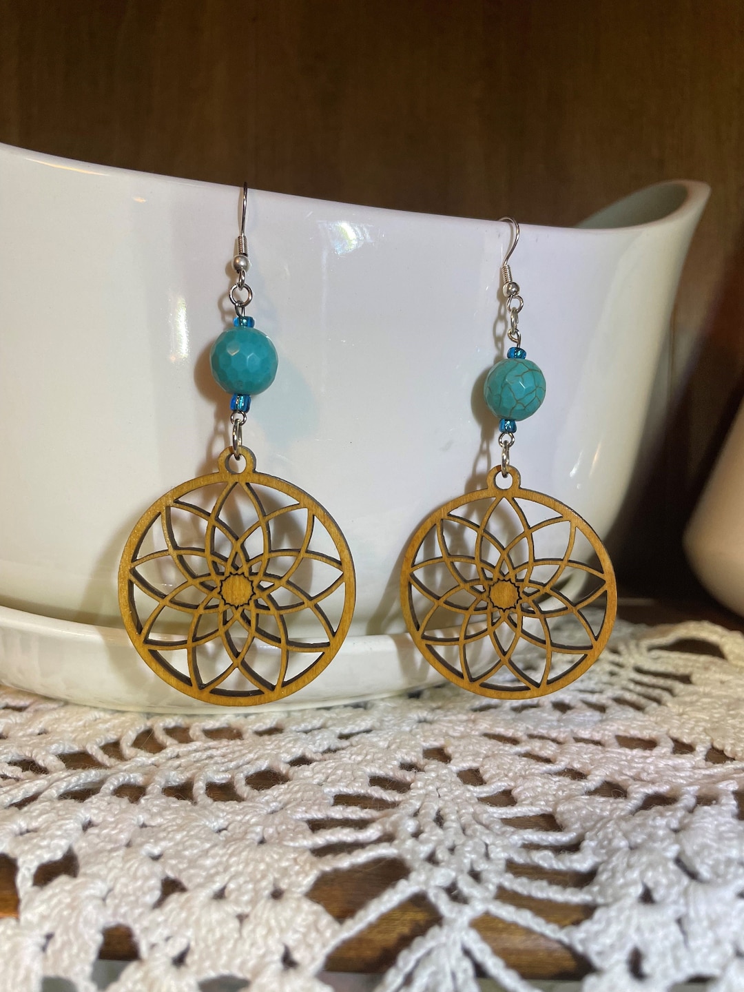 Large Round Laser Cut With Bead - Etsy