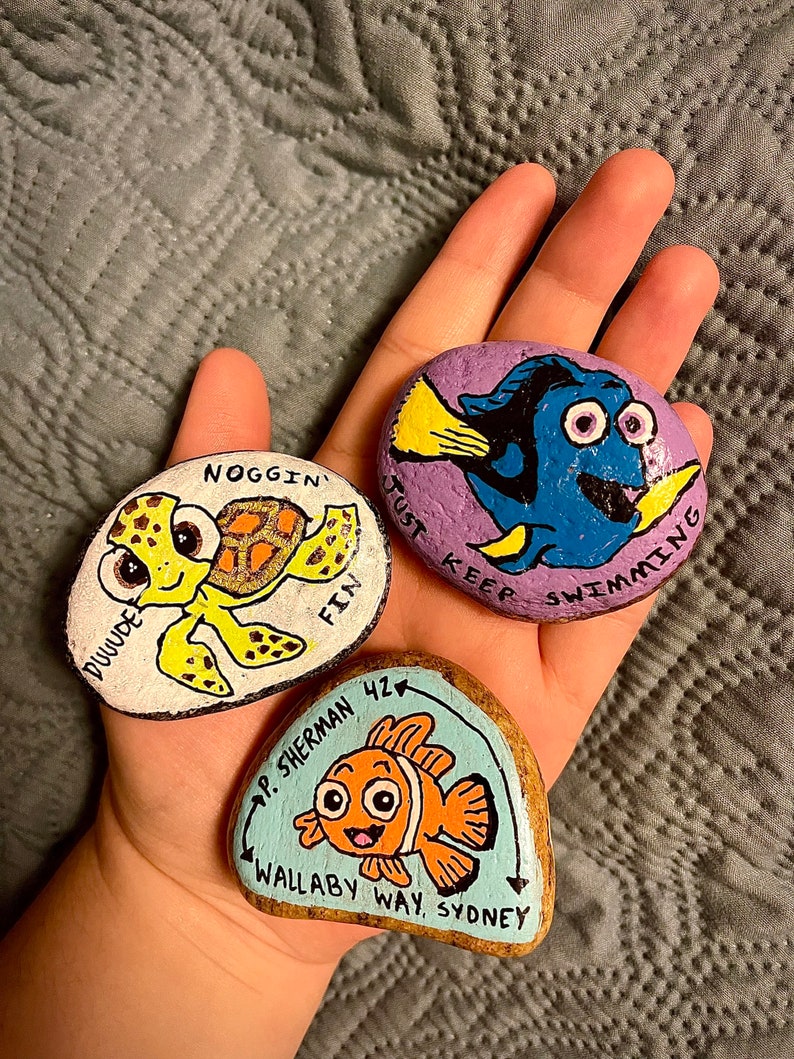Finding Nemo Finding Dory Painted Rocks Set of 3 - Etsy