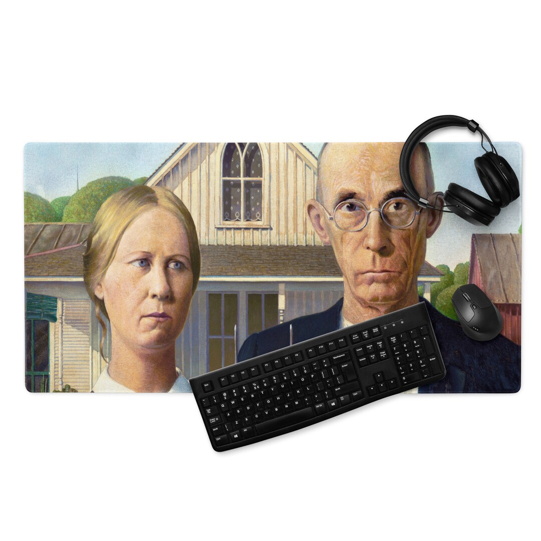 American Gothic 36x18 XXL Gaming Mouse Pad, Grant Wood Extra Large ...