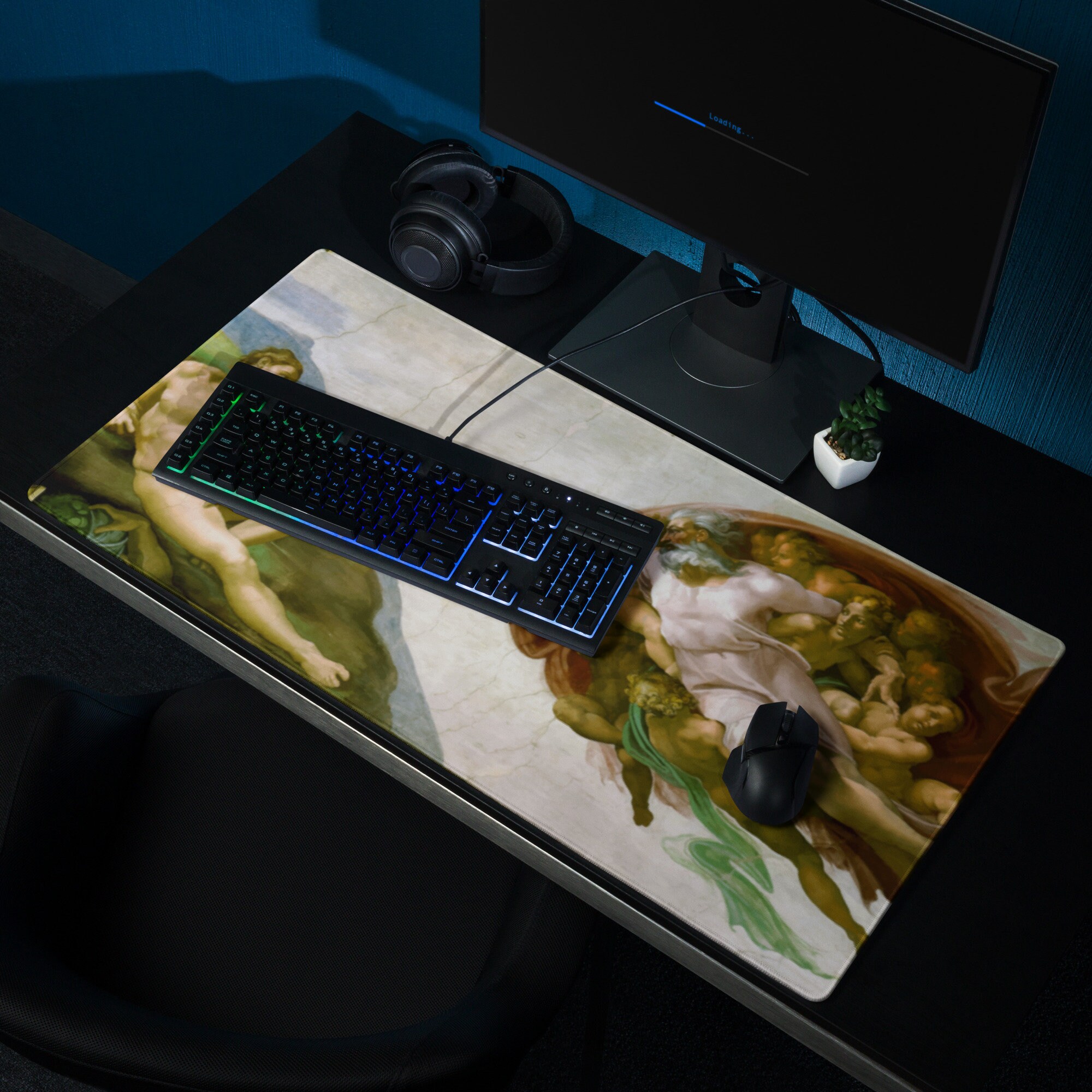 Creation of Adam XXL Gaming Mouse Pad, 36x18, Michelangelo Birth of Man ...