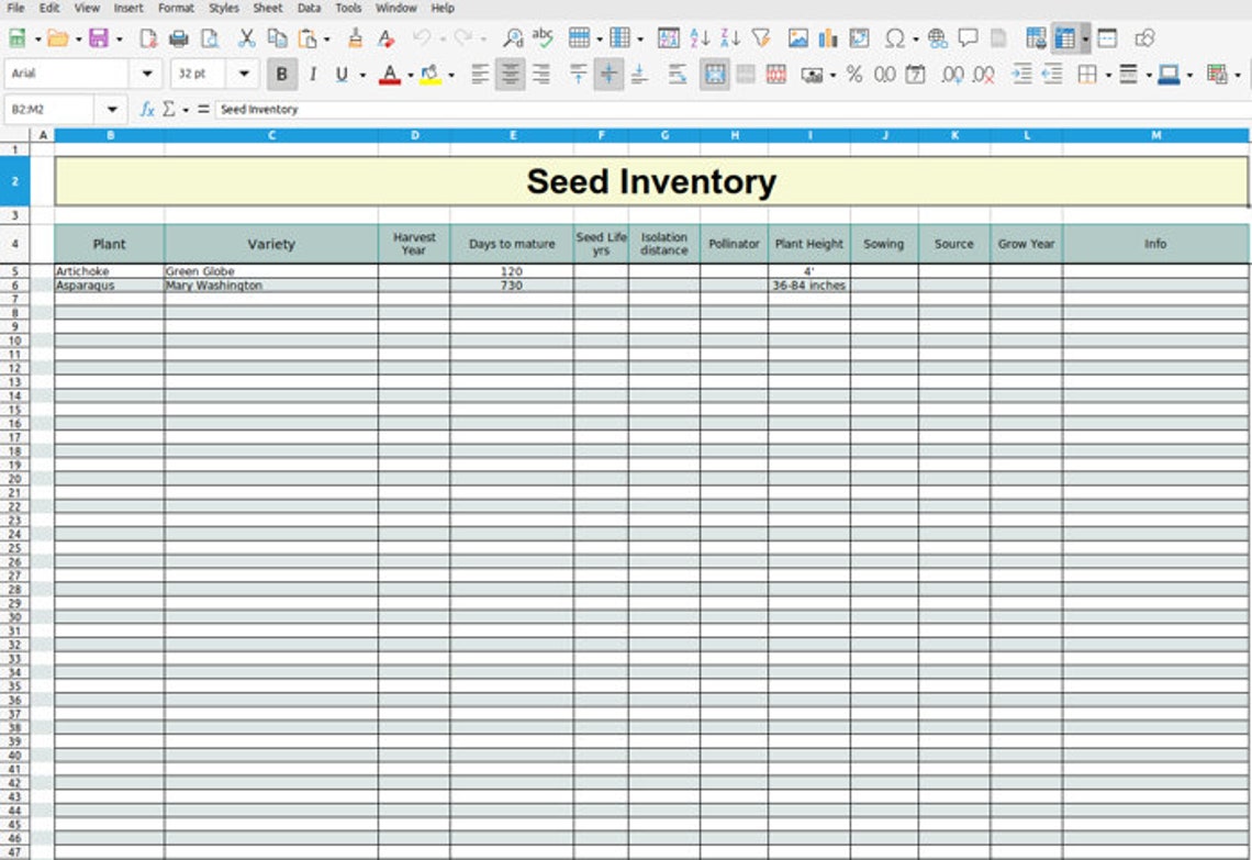 Seed Inventory, Planting Schedule Spreadsheet and Seed Information ...