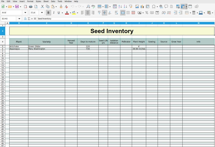 Seed Inventory, Planting Schedule Spreadsheet and Seed Information ...
