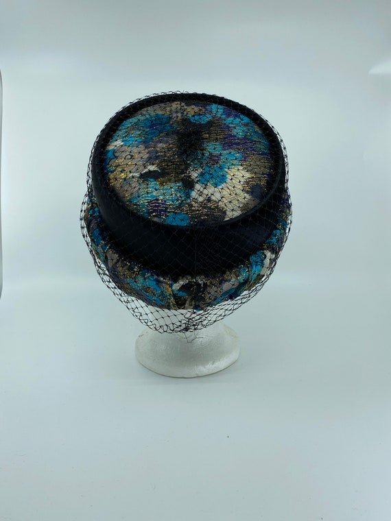 1960s Brocade double pillbox Ladies hat, multi-color … - Gem