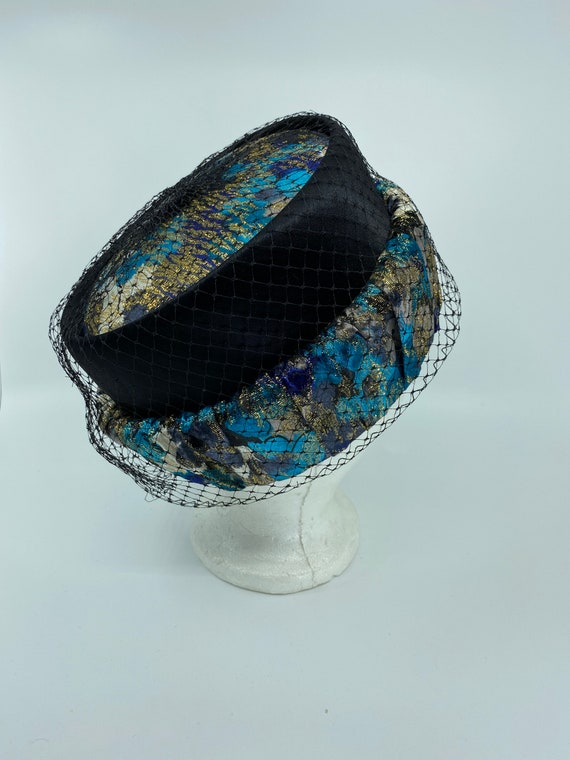 1960s Brocade double pillbox Ladies hat, multi-color … - Gem