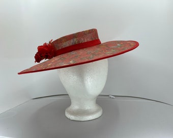 Red Boater Hat - Etsy
