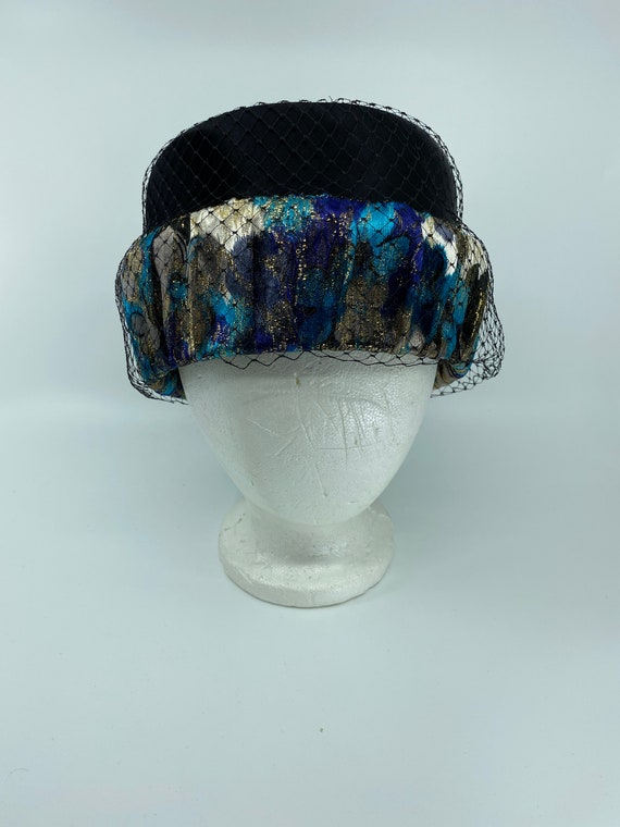 1960s Brocade double pillbox Ladies hat, multi-color … - Gem