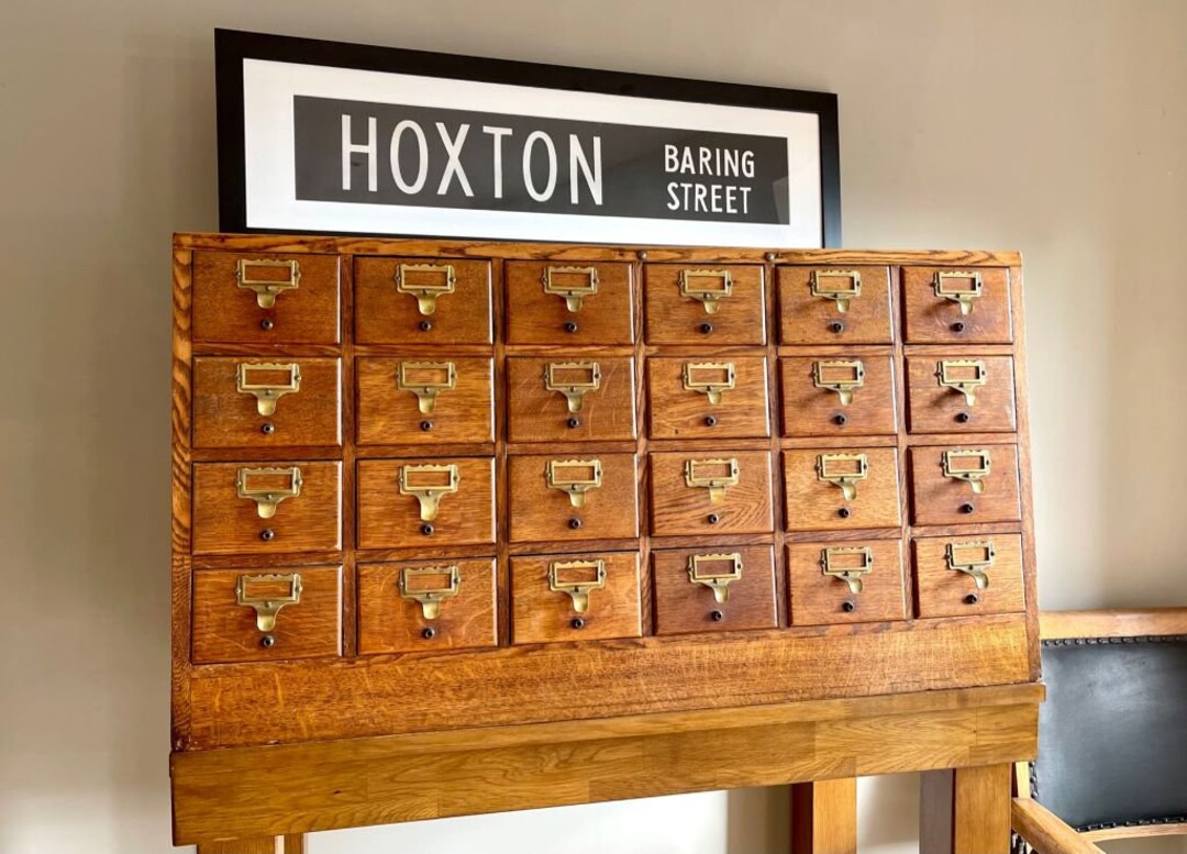 Early 20th Century Index Card Drawers on Bespoke Oak Stand - Etsy UK