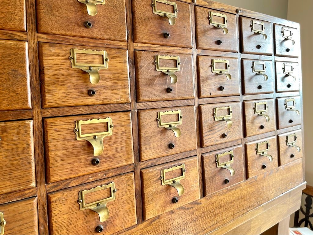 Early 20th Century Index Card Drawers on Bespoke Oak Stand - Etsy UK