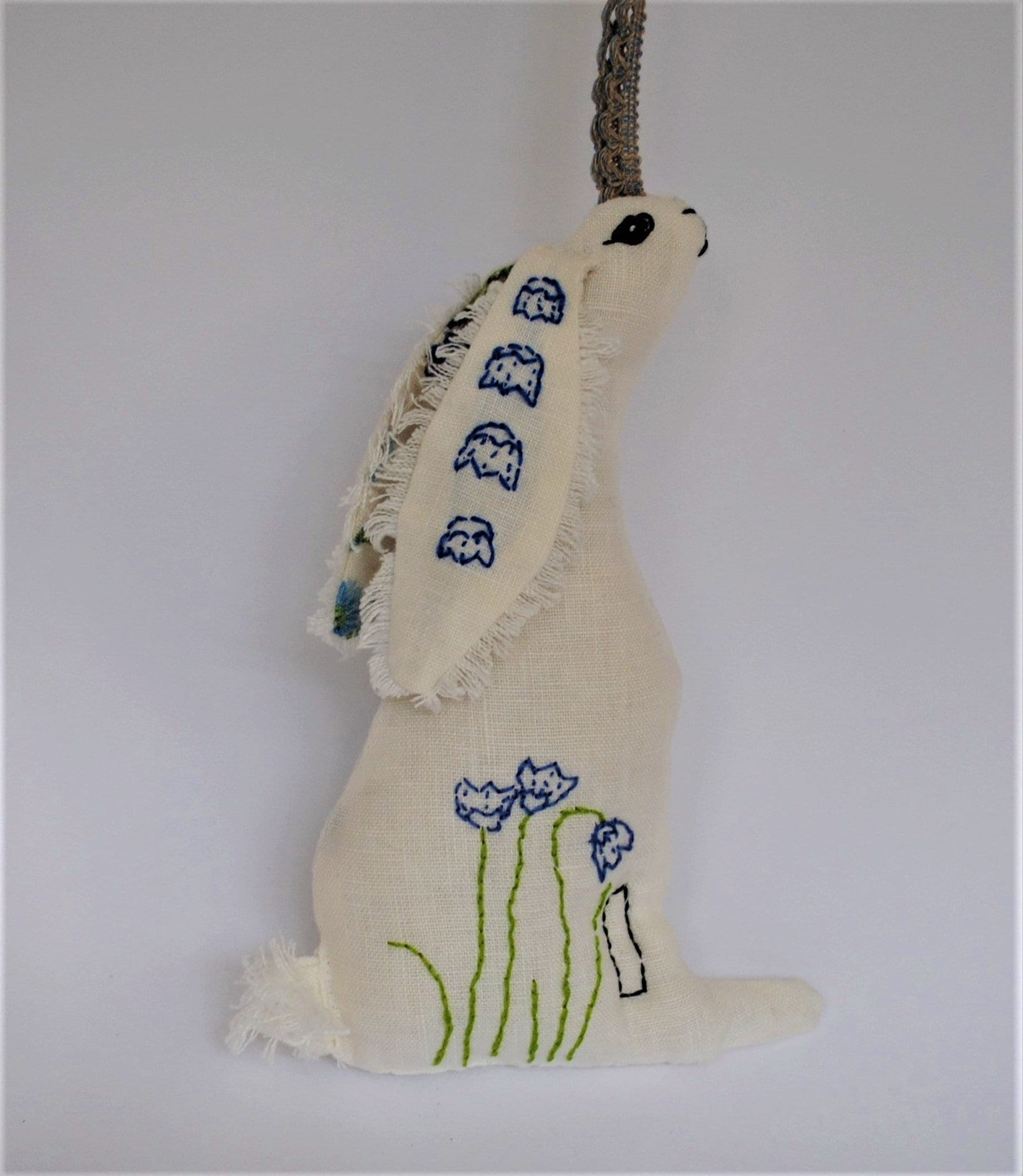 Handmade Fabric Hare, Hanging Moon Gazing Hare Home Decor Piece, Easter ...