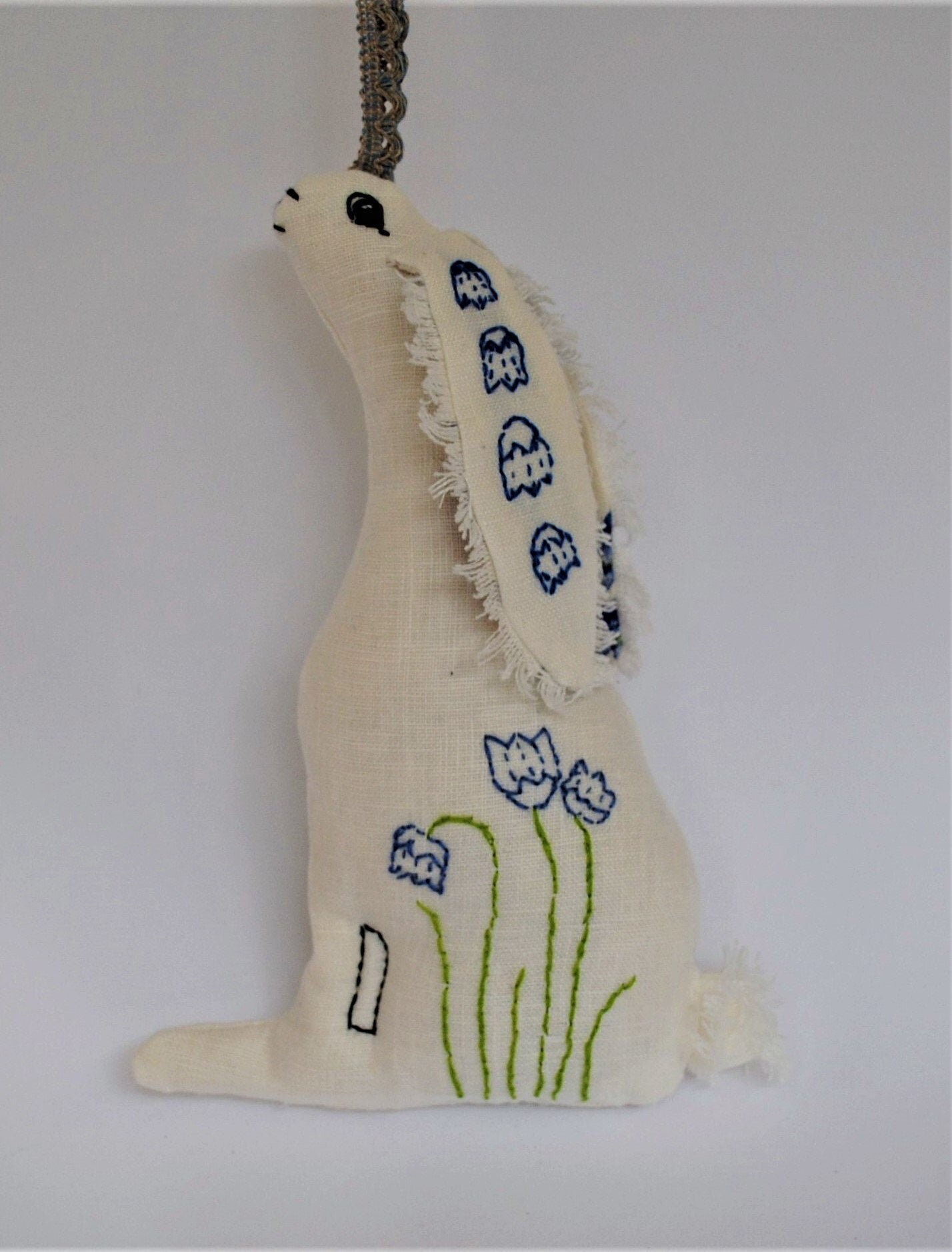 Handmade Fabric Hare, Hanging Moon Gazing Hare Home Decor Piece, Easter ...