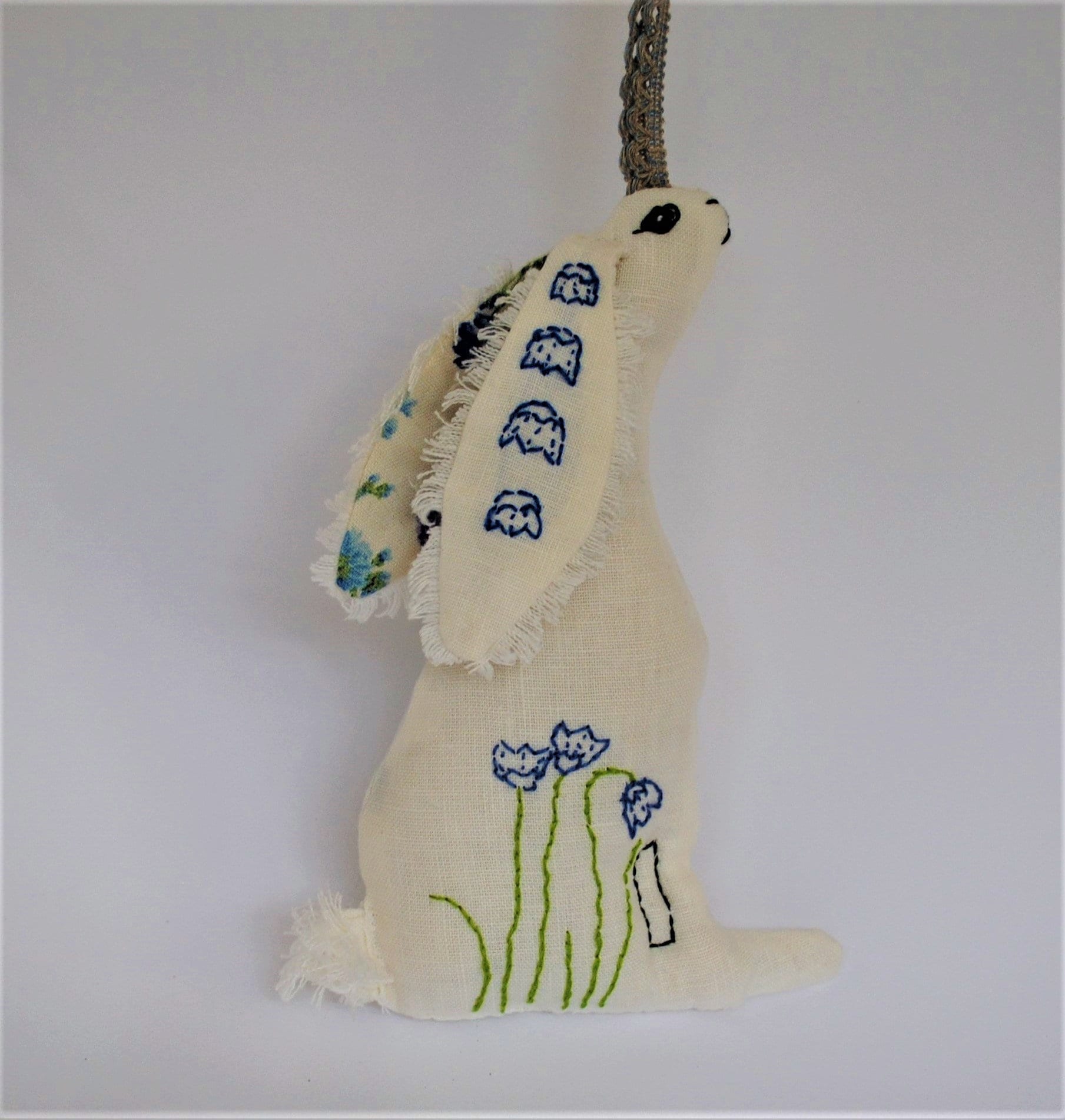 Handmade Fabric Hare, Hanging Moon Gazing Hare Home Decor Piece, Easter ...