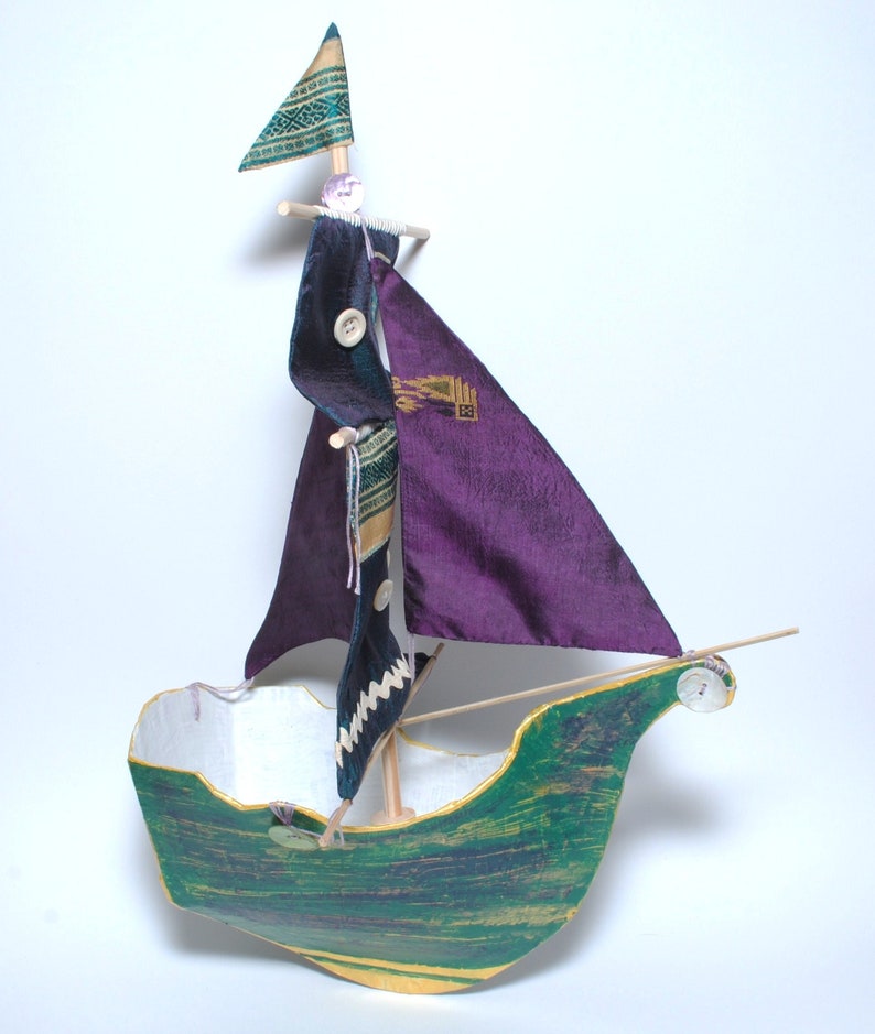 Handmade Galleon Model Ship Papier Mache Handcrafted Sailing Ship ...