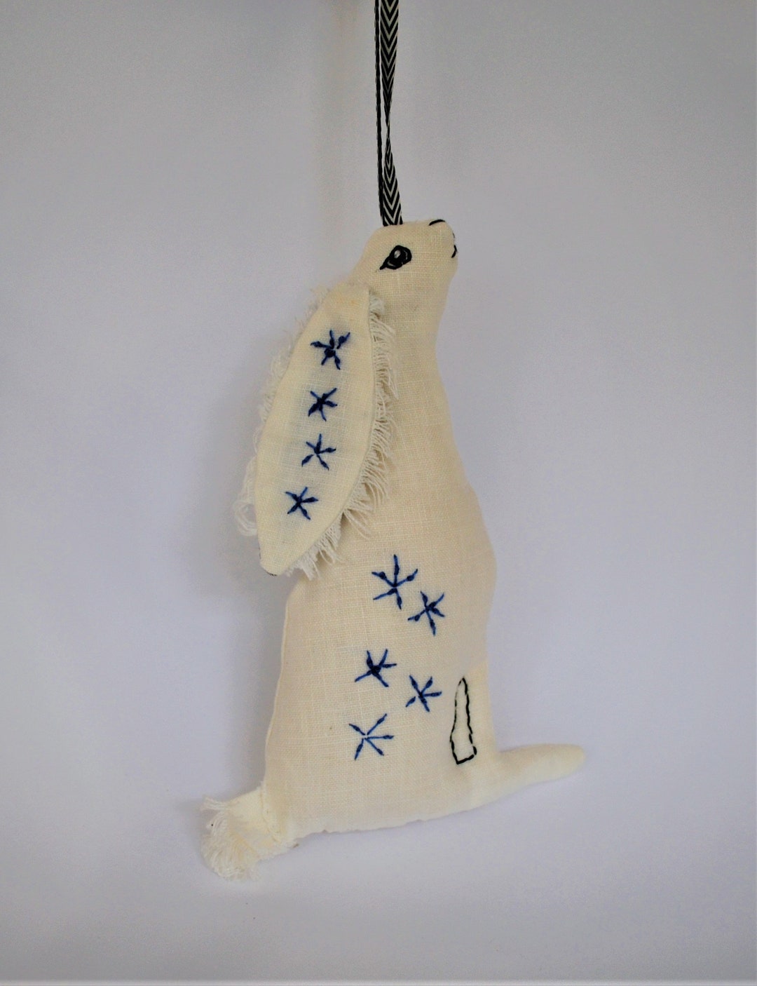 Handmade Fabric Hare, Moongazing Hare Soft Scuplture, Christmas Gift ...
