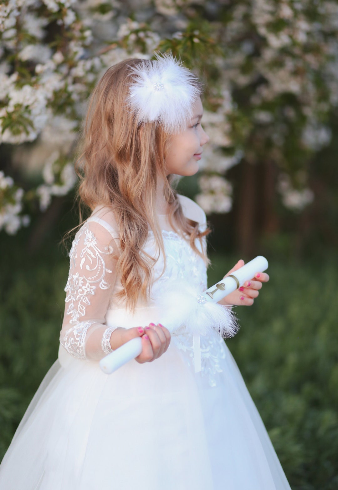 Set for First Holy Communion, Set Headband and Candle Decoration, First ...