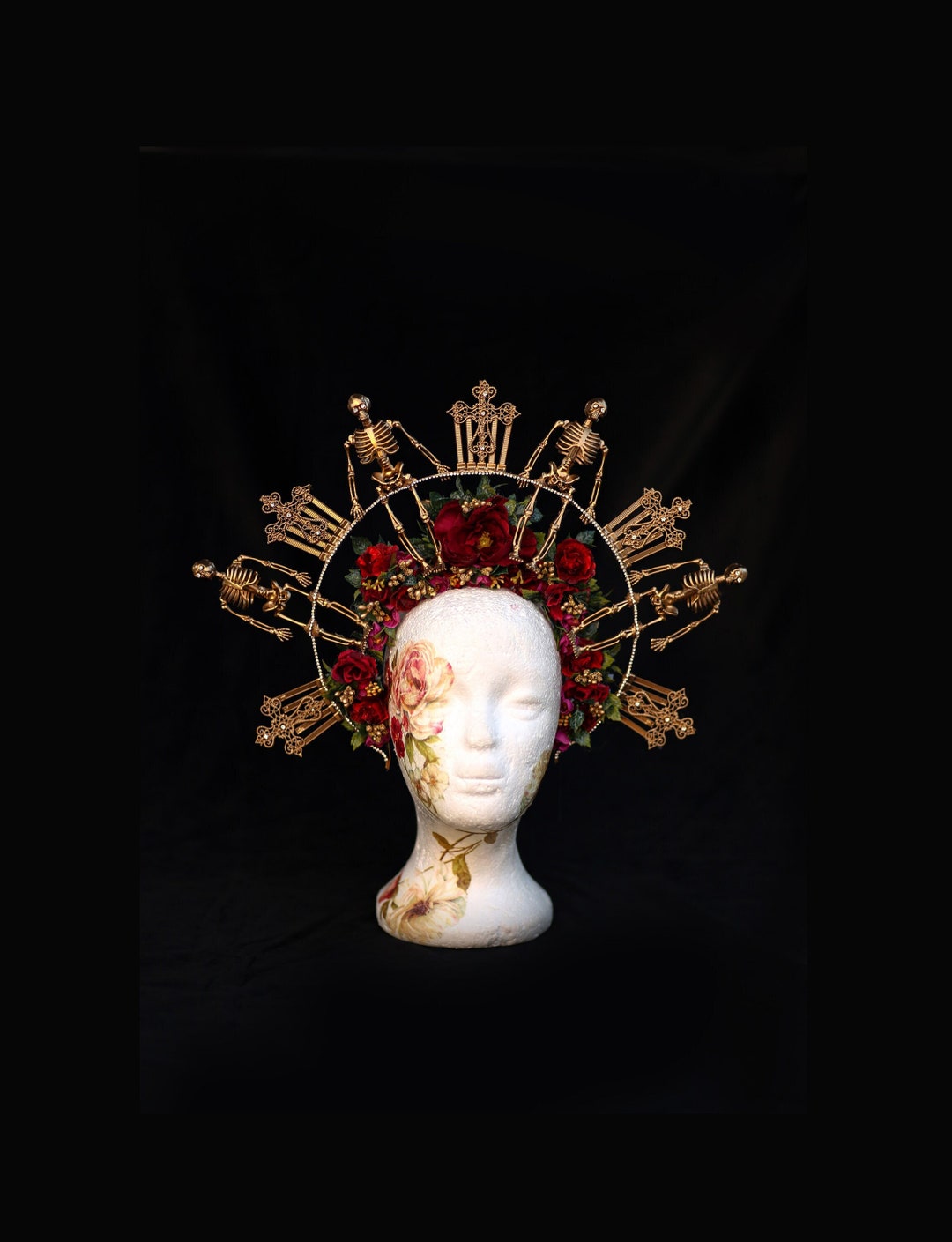 Halloween La Muerta Crown, Halo Flower Crown,skull Crown,lamuarta Crown ...