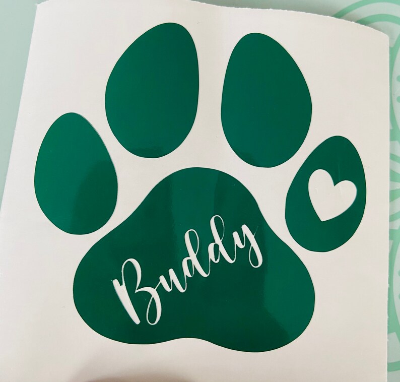 Pet Name Decal Stickerpet Name Bowl Decal Stickerpaw Print | Etsy