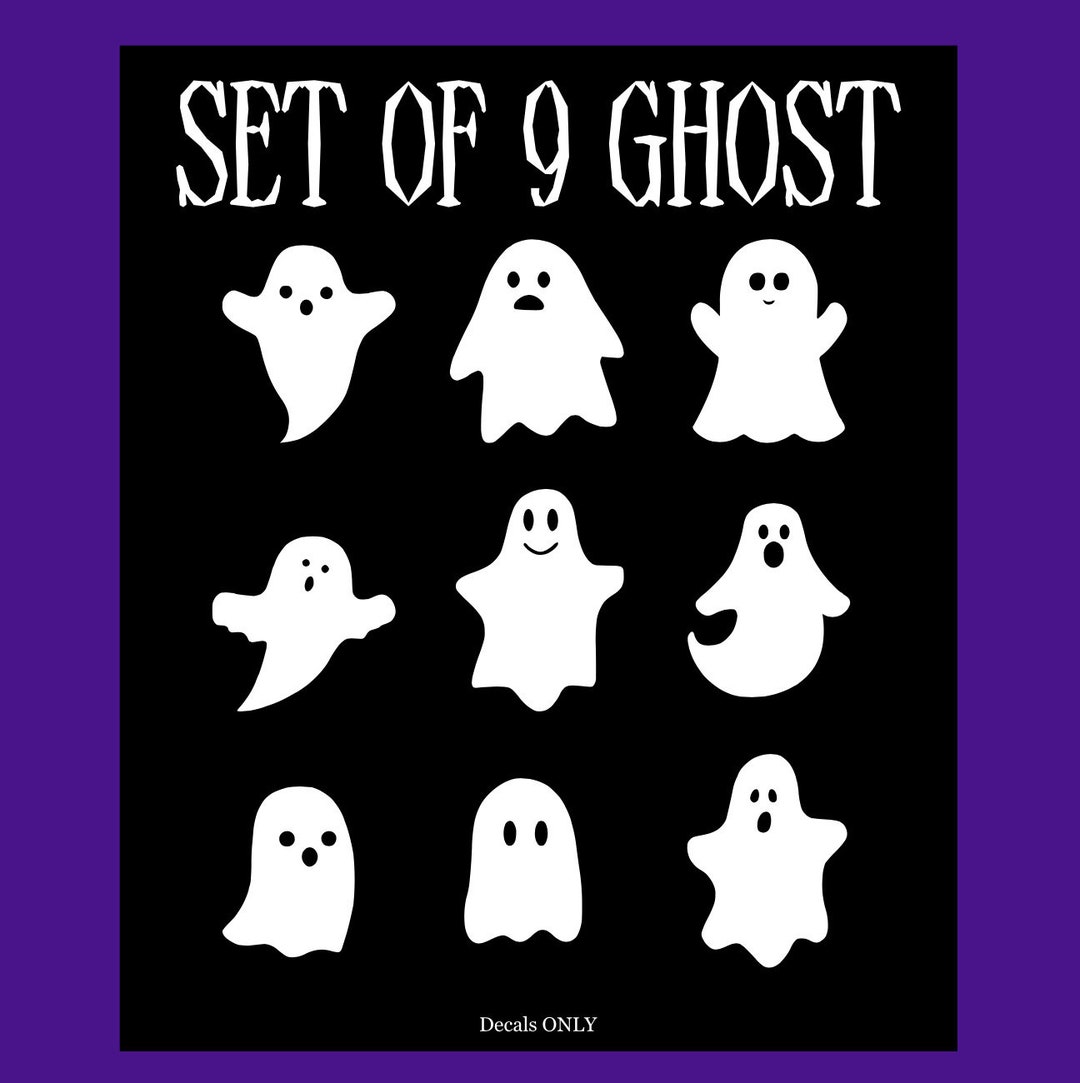 Set of 9 Ghost Decals. Halloween Ghost Sticker Decal. Happy Halloween ...