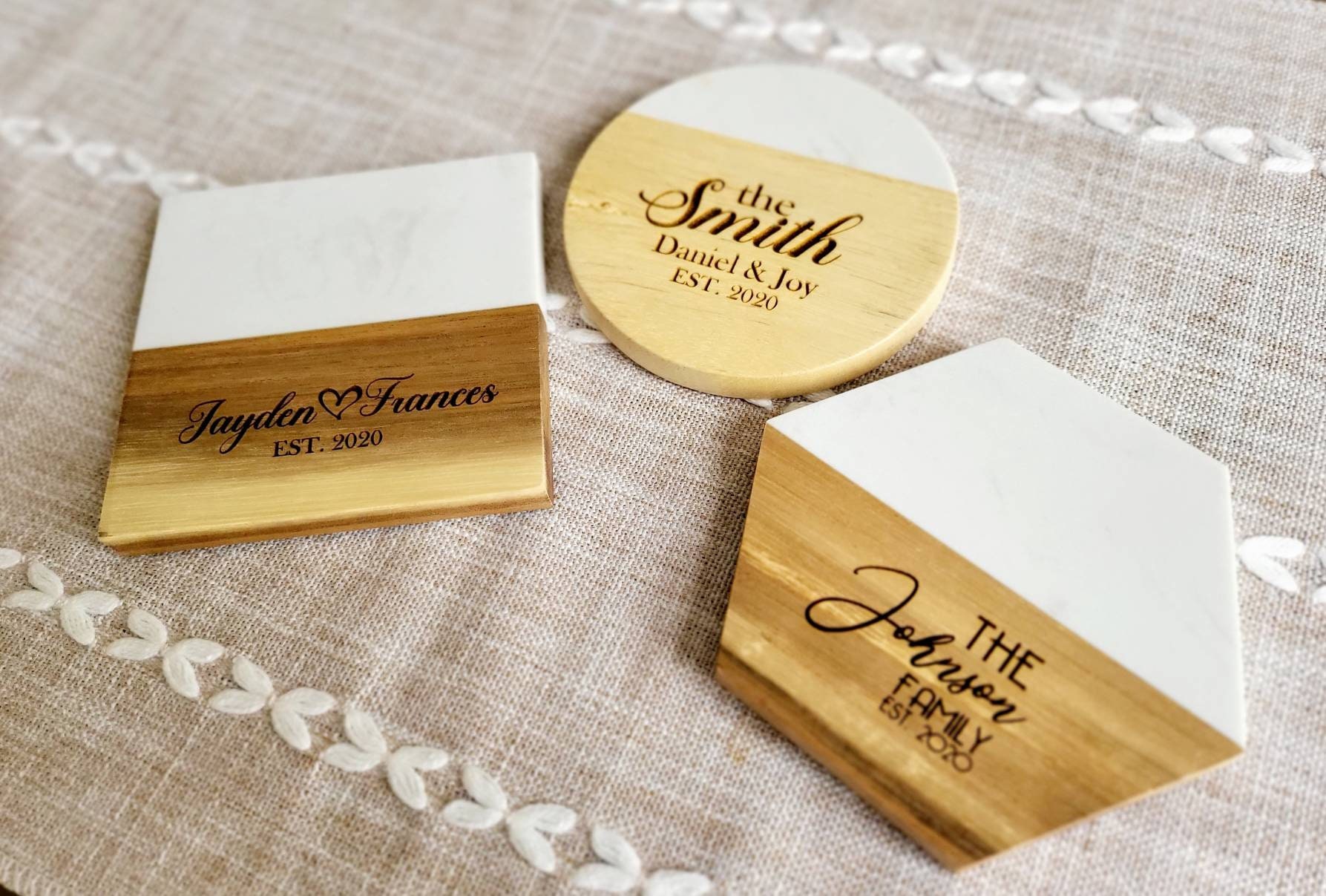 Personalized Custom Laser Engraved Marble and Acacia Wood - Etsy