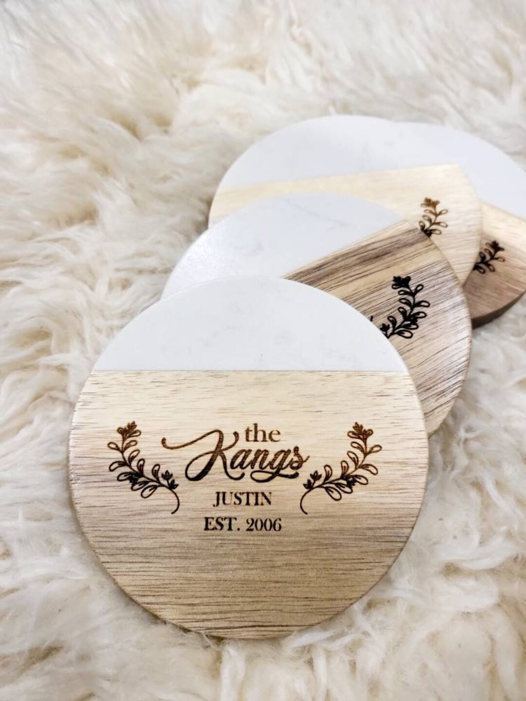 Personalized Coaster Sets/ Personalized Custom Laser Engraved Marble ...