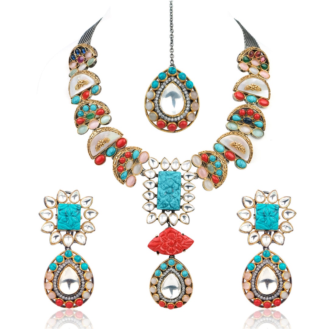 Navratan Necklace / Multistoned Necklace/ Indian Bridal Necklace ...