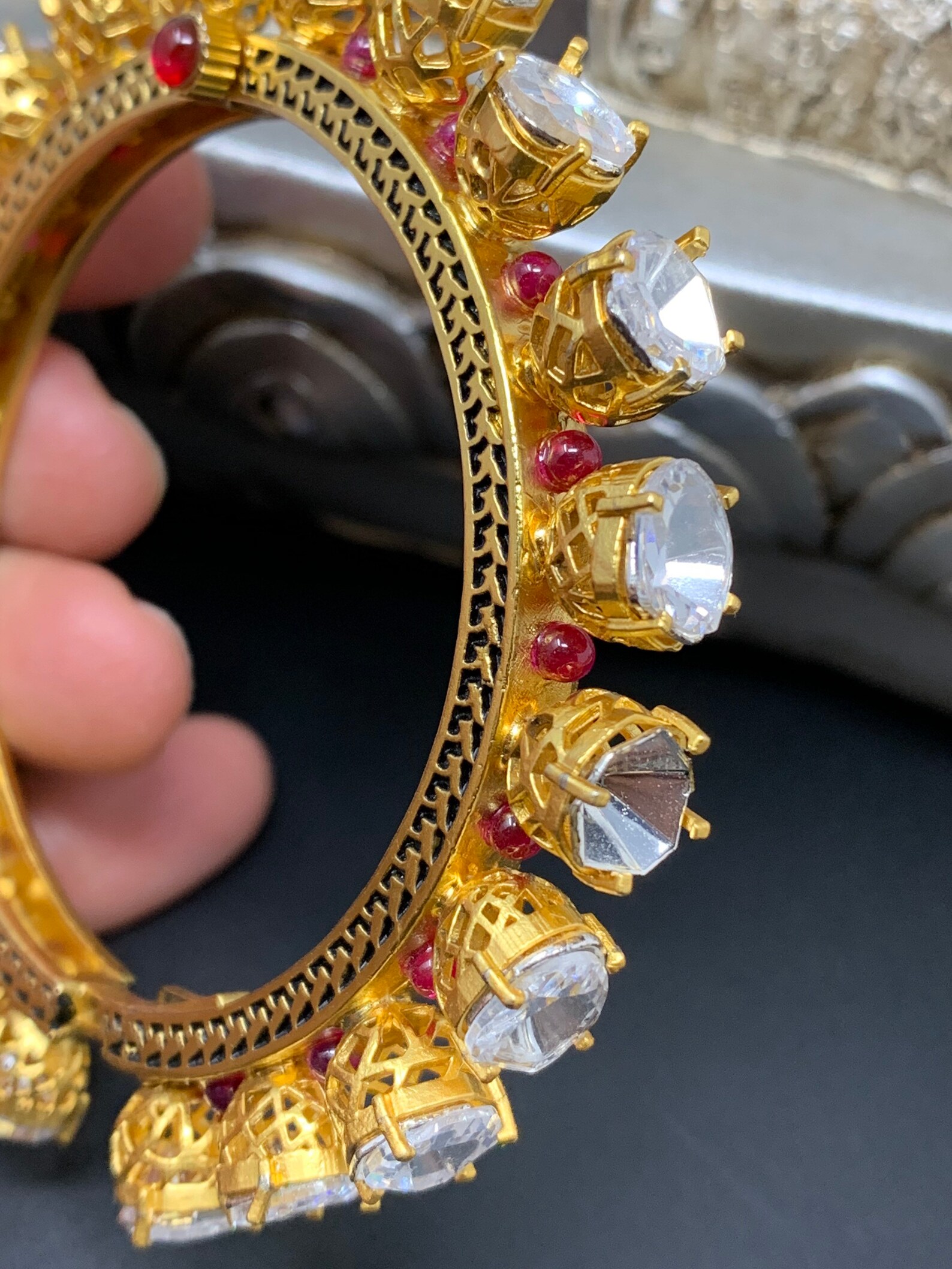 Jadau Kada/ Pachali Bangles/ Ruby Bangles/ Polki Bangles/ Meenakari ...