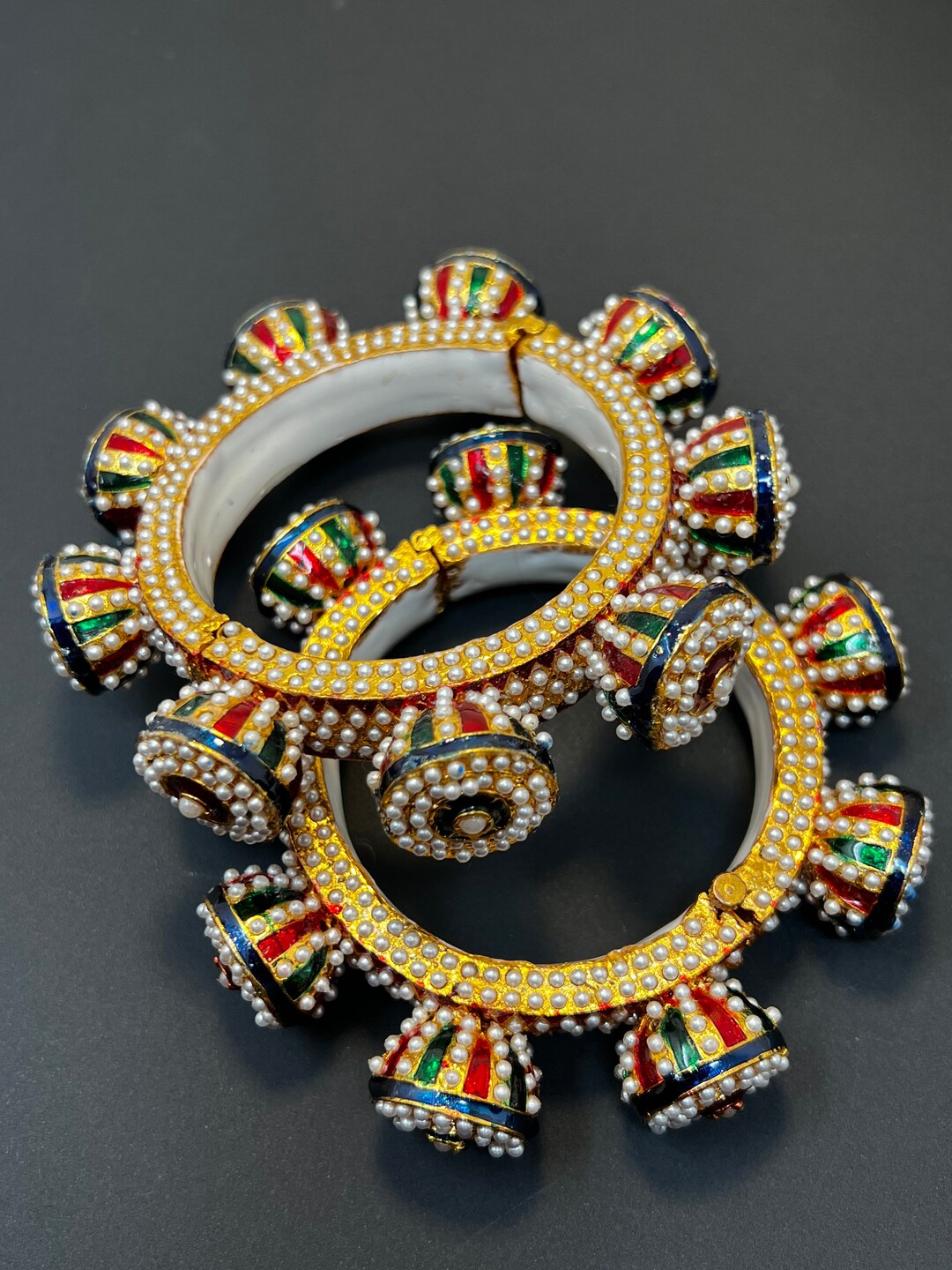 Jadau Kada/ Pachali Bangles/ Ruby Bangles/ Polki Bangles/ Indian ...