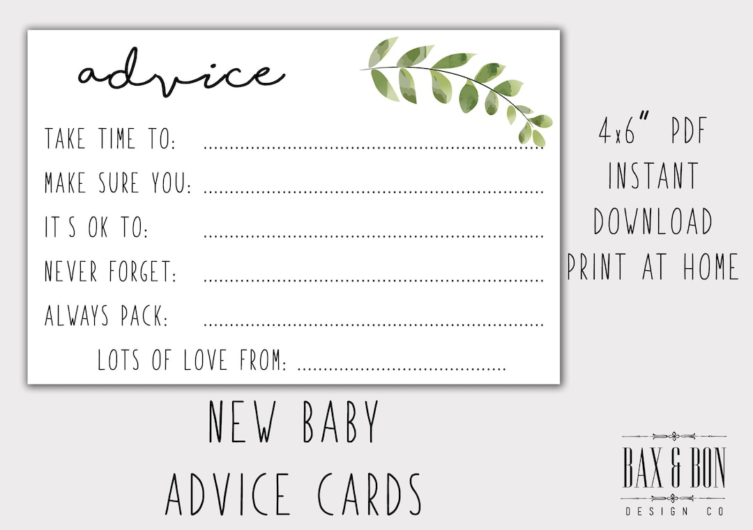 Baby Advice Cards | Baby Shower Cards | Baby Shower Games | Download ...