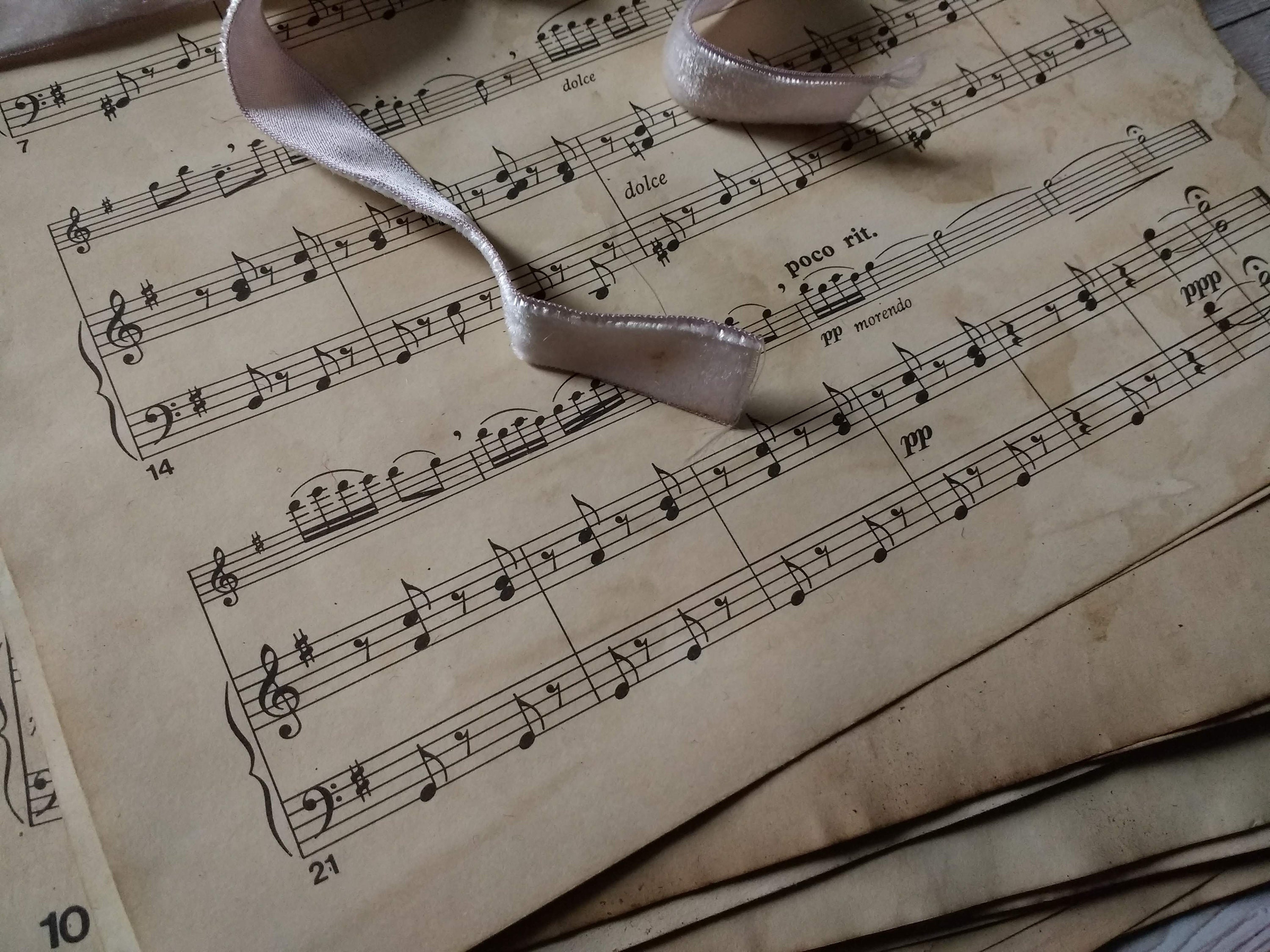 Coffee dyed Sheet Music. vintage looking Sheet Music | Etsy