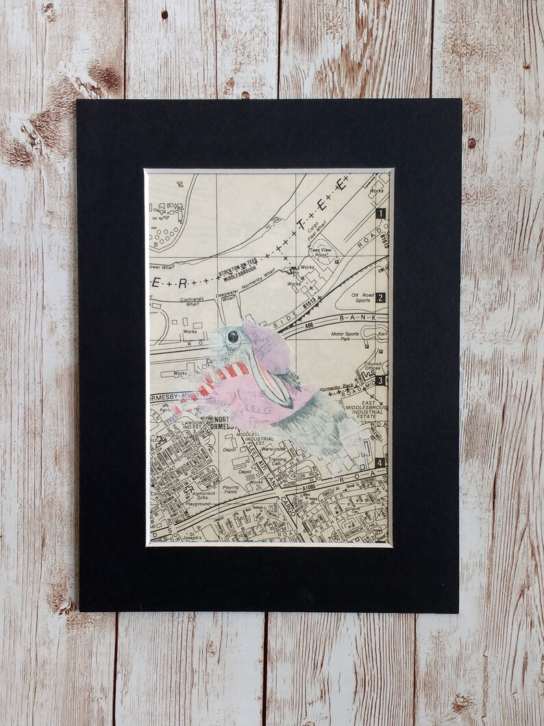 Image Transfer Rabbit on Street Map Mixed Media White - Etsy UK