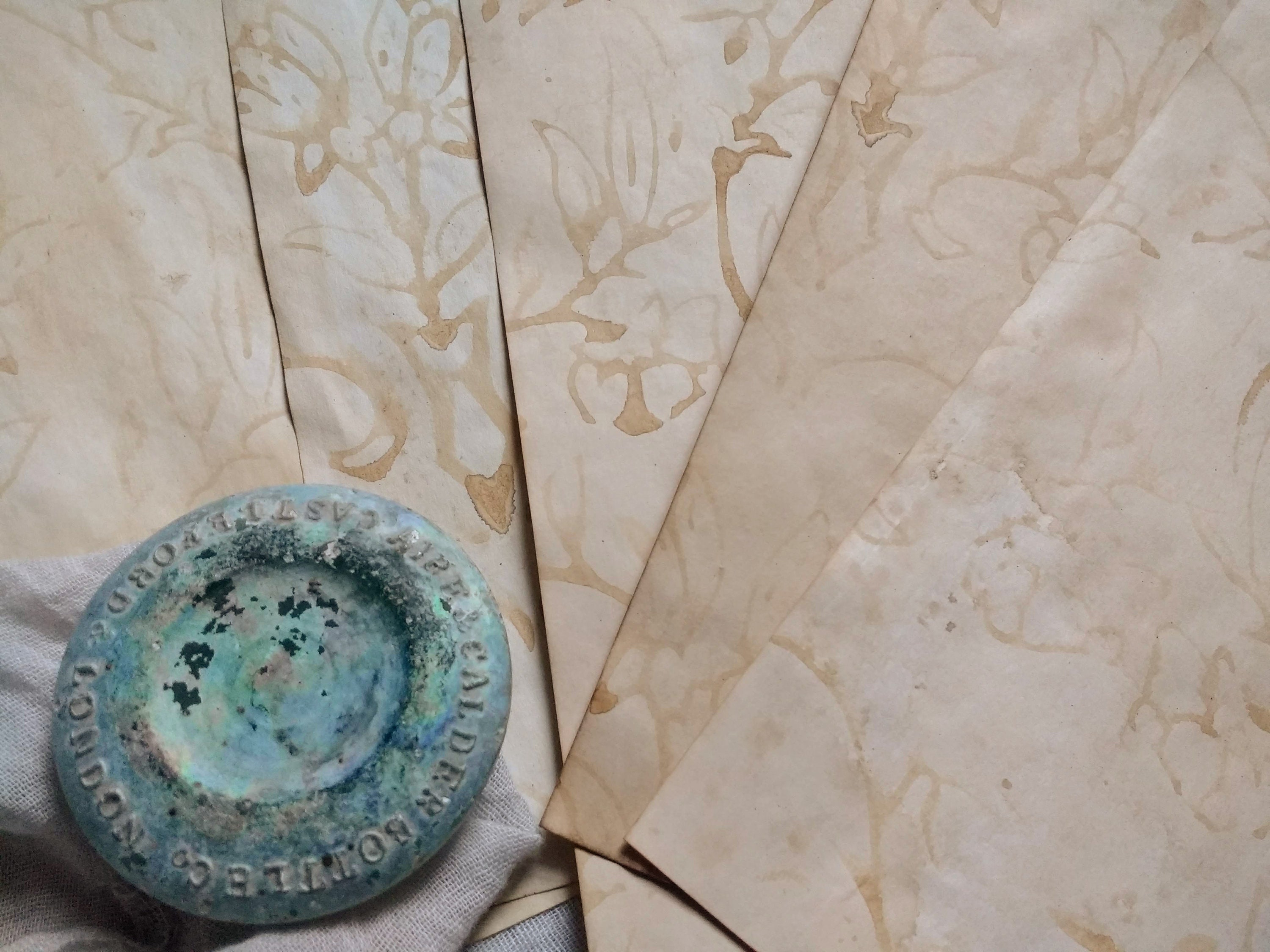 Coffee dyed Paper Pack Flower Imprints Patterns A4. hand | Etsy