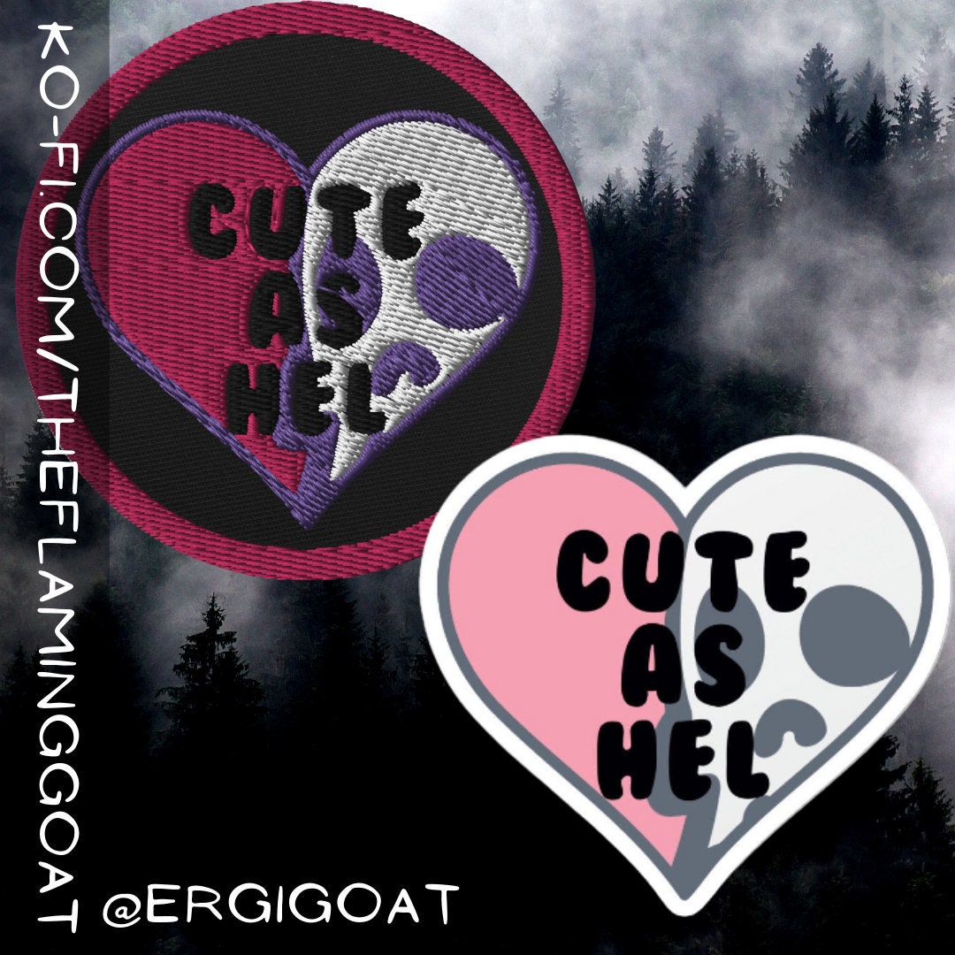 CUTE AS HEL | Embroidered Patch & Sticker* - Etsy