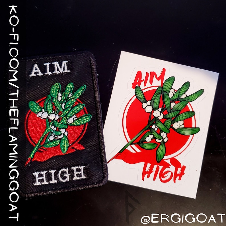 Aim High MISTLETOE Dart PATCH & STICKER - Etsy