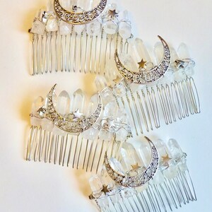 Crystal Moon Comb Celestial Crown - Clear Quartz Decorative Hair ...