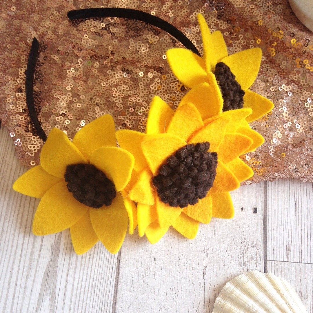 Sunflower Headband Flower Crown Yellow Sun Flowers Headpiece Felt ...