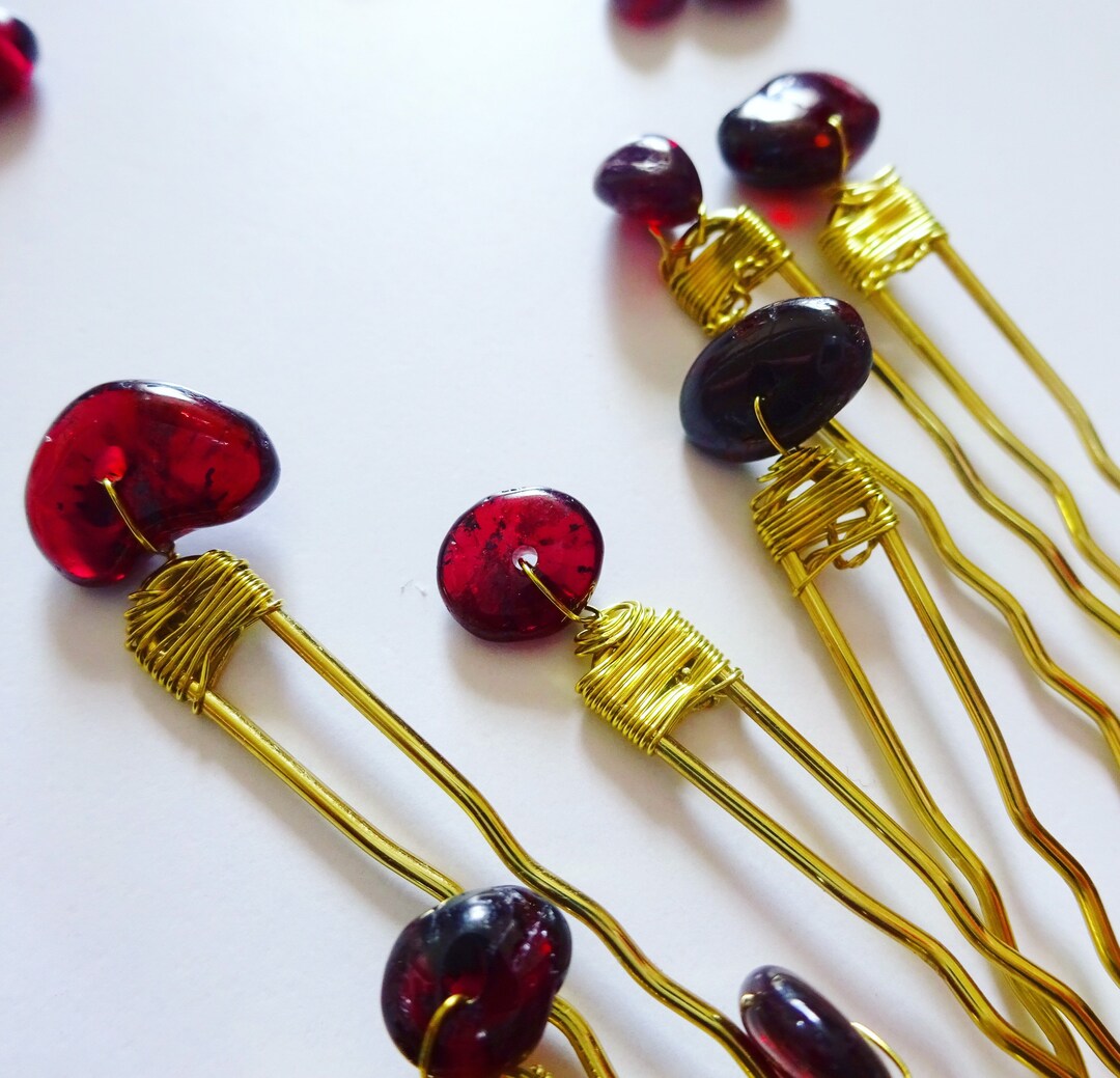 Garnet Crystal Gemstone Hair Pins - Garnet Bobby Pins for Grounding ...