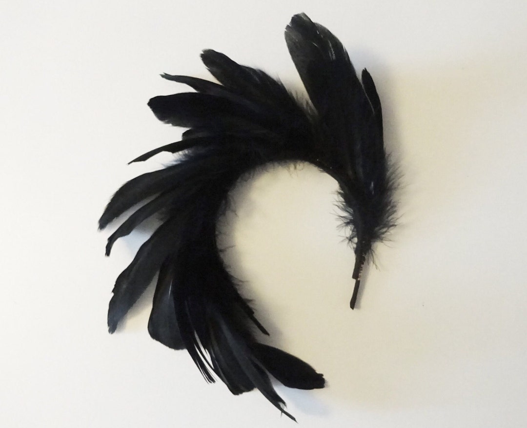 Black Feather Headband Crown Swan Raven Cosplay Costume - Feathered ...