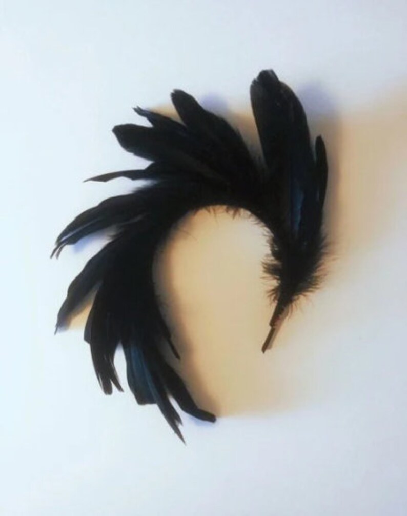 Black Feather Headband Crown Swan Raven Cosplay Costume - Feathered ...