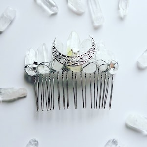 Crystal Moon Comb Celestial Crown - Clear Quartz Decorative Hair ...