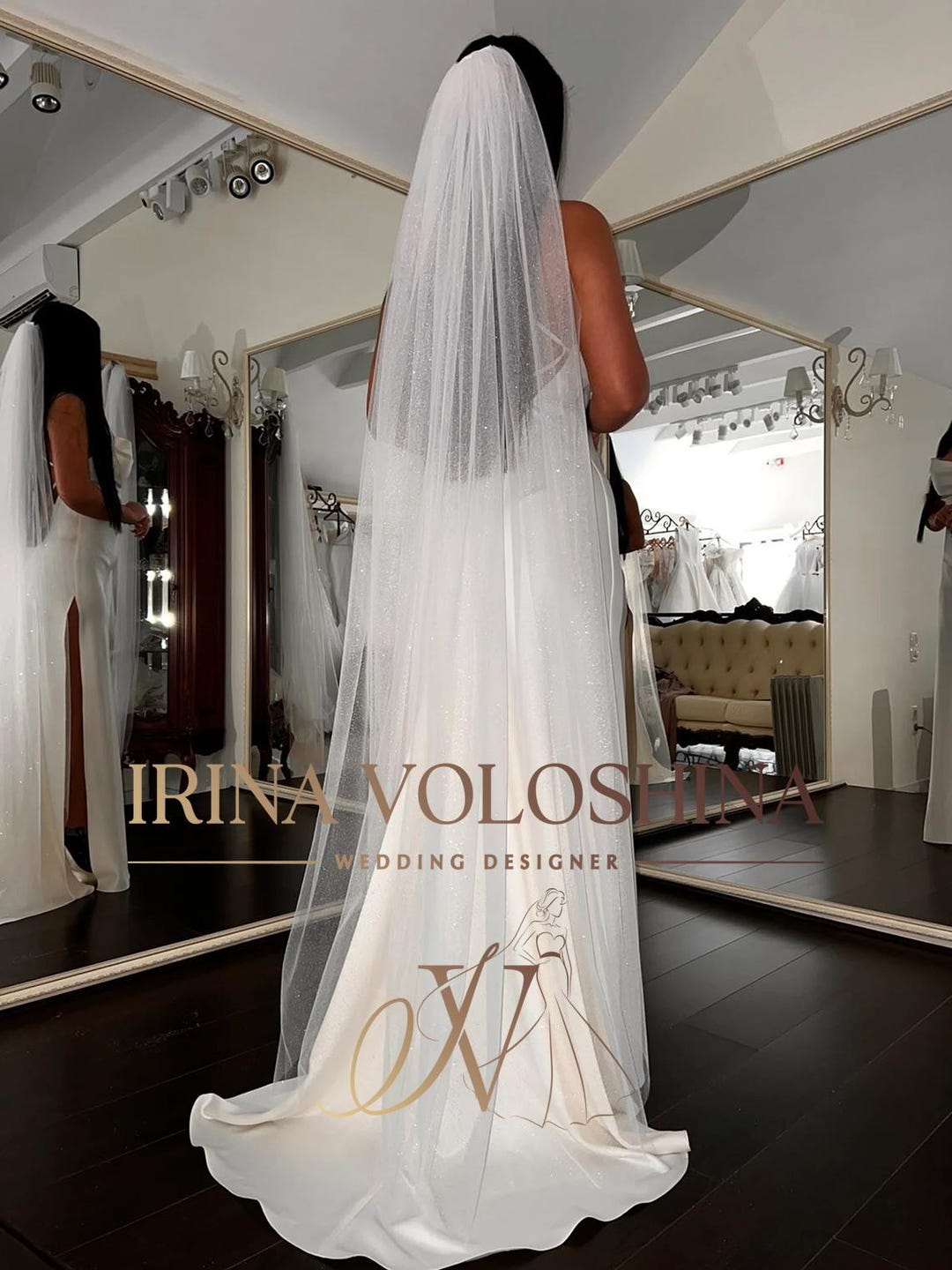 Glitter Wedding Veil Sequined Wedding Veil Cathedral Tiered Veil ...