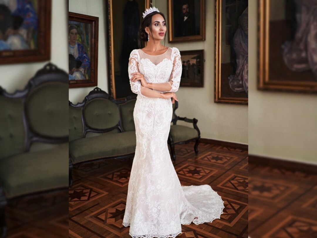 Mermaid Wedding Dress Lace Boho Wedding Dress Princess Wedding Dress ...