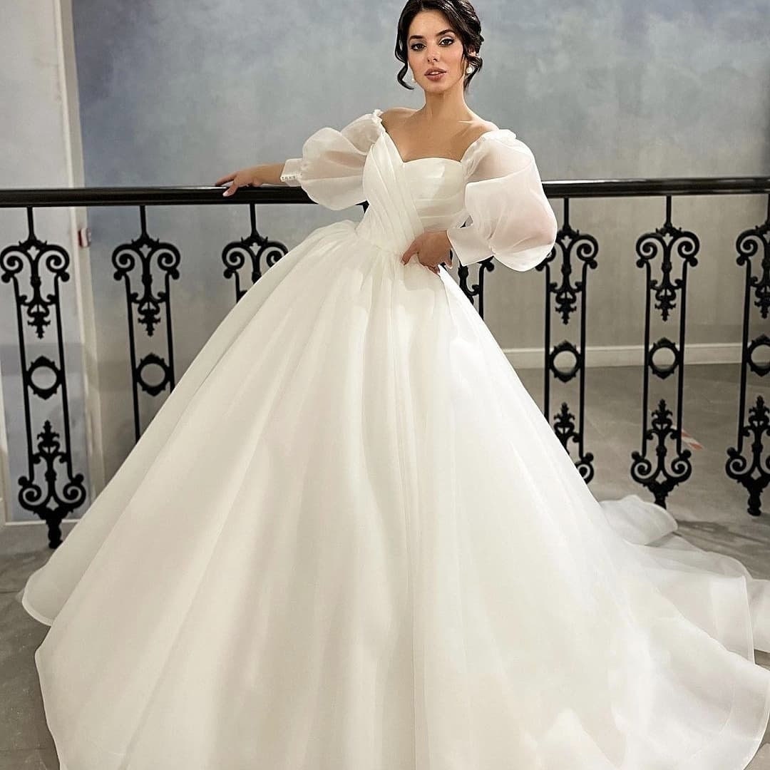 Bell Sleeve Wedding Dress Wedding Ball Gown Princess Wedding - Etsy