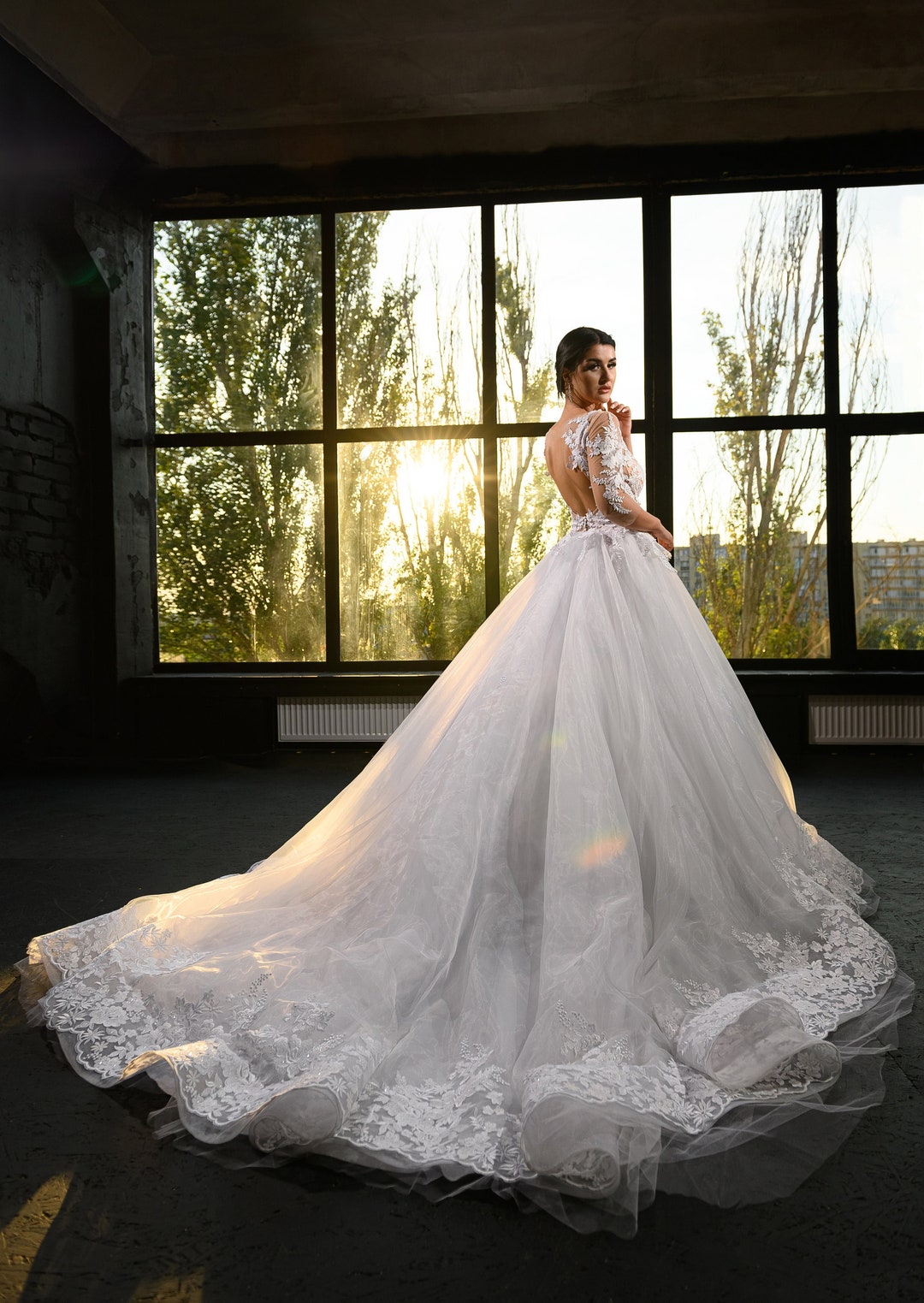 Lace Wedding Dress Keyhole Wedding Dress Open Back Wedding - Etsy