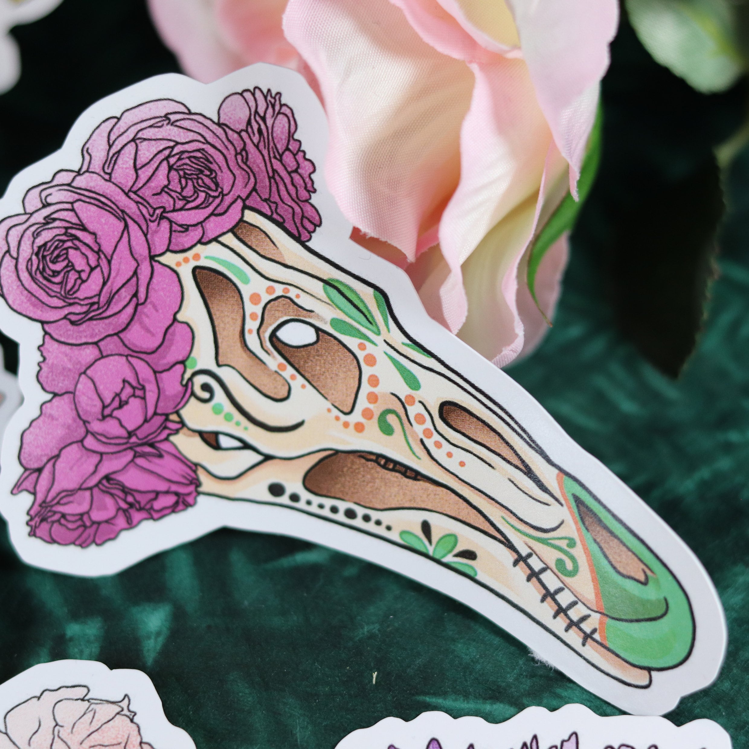 Díno De Los Muertos Skull - Vinyl Sticker - Etsy
