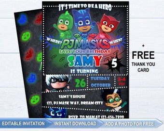 Pj masks invitation | Etsy