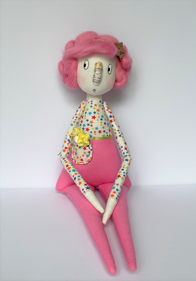 Handmade Cloth Doll, Whimsical Artdoll, Unique Decor, Fabric, Textile ...