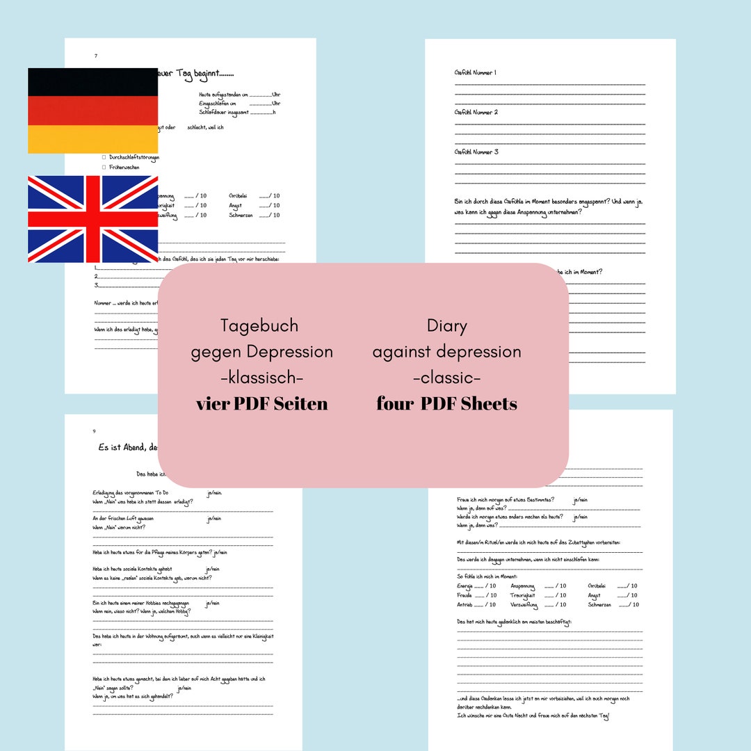 Diary Against Depression PDF Digital Download the Mood Diary to Fill in ...